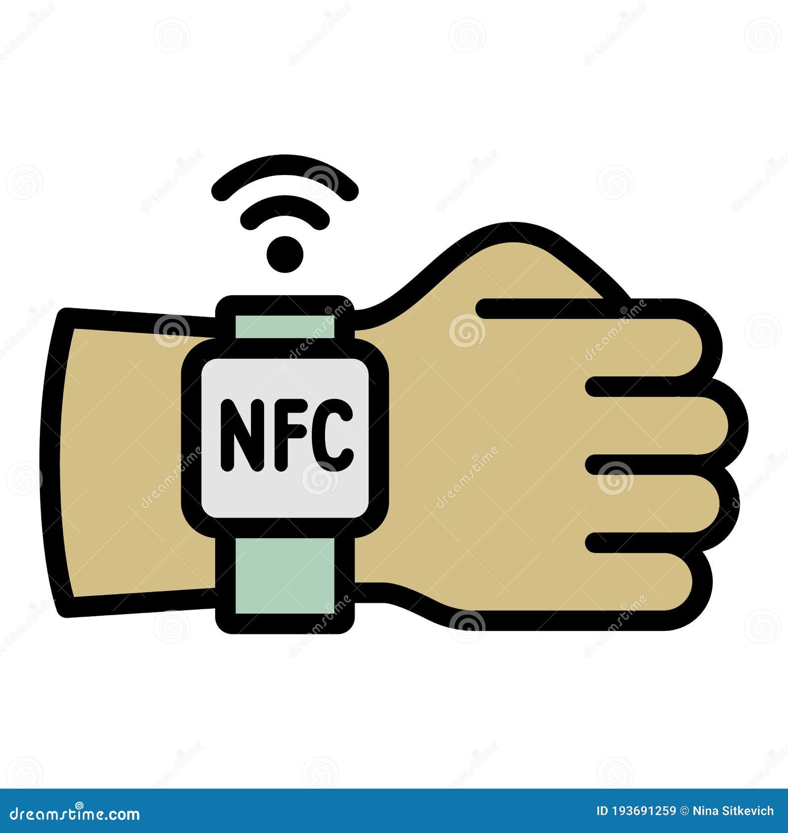 Hand Nfc Smartwatch Icon, Outline Style Stock Vector - Illustration of ...
