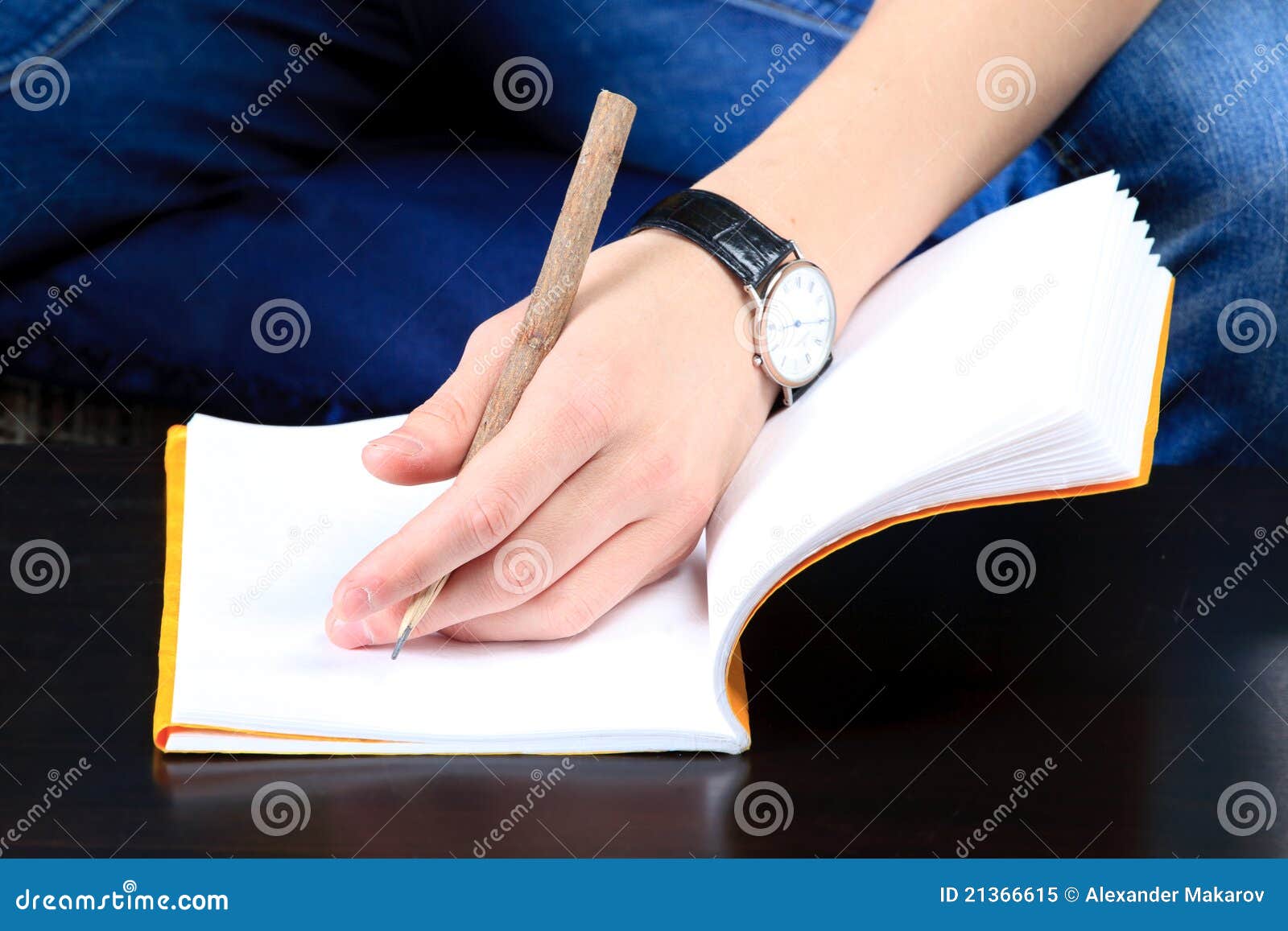 Hand and Notebook. Close Up Stock Image - Image of blank, diary: 21366615