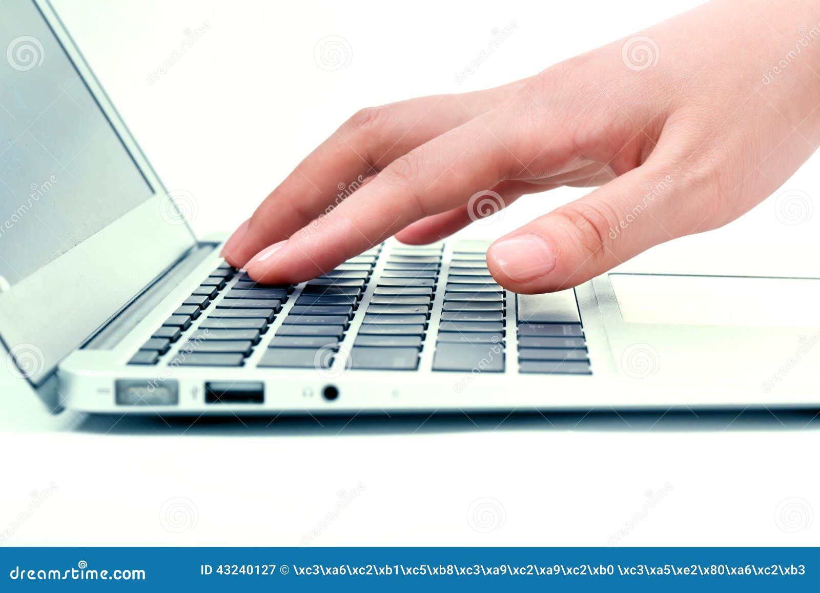 Hand in the Notebook Computer Stock Image - Image of handshake, fingers ...