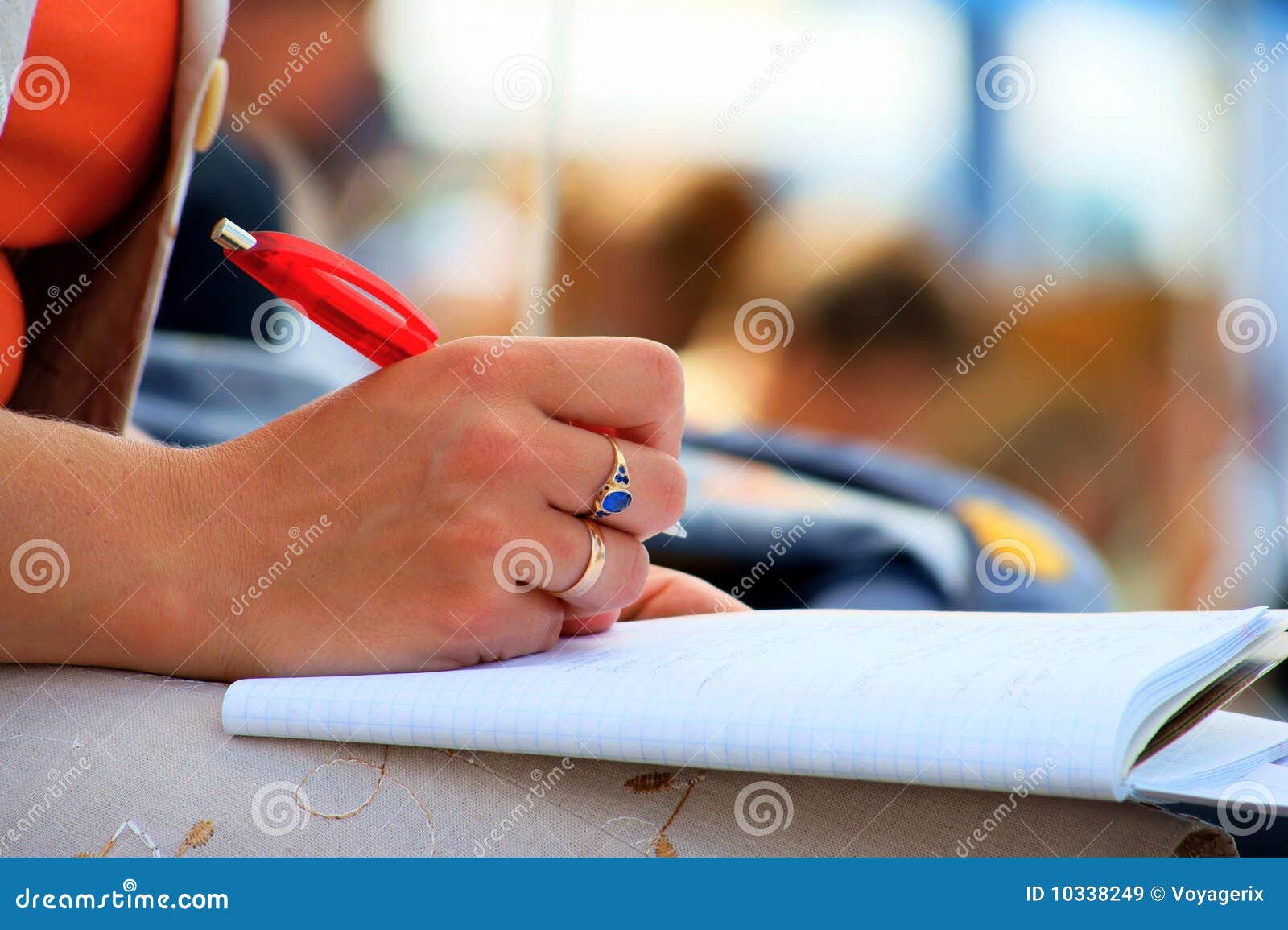 Hand notebooks and writing stock image. Image of listeners - 10338249