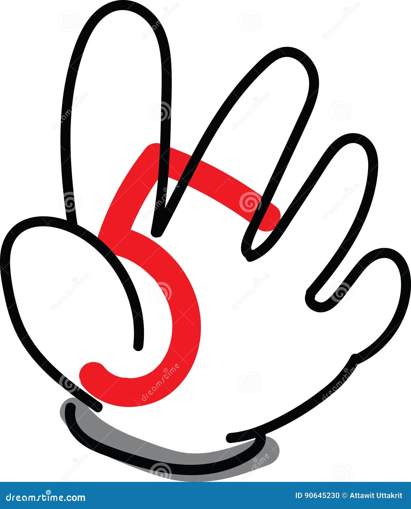 The Hand Number five stock illustration. Illustration of arts - 90645230