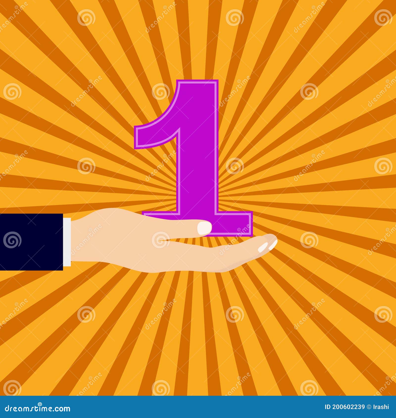 Hand with number one stock vector. Illustration of vector - 200602239