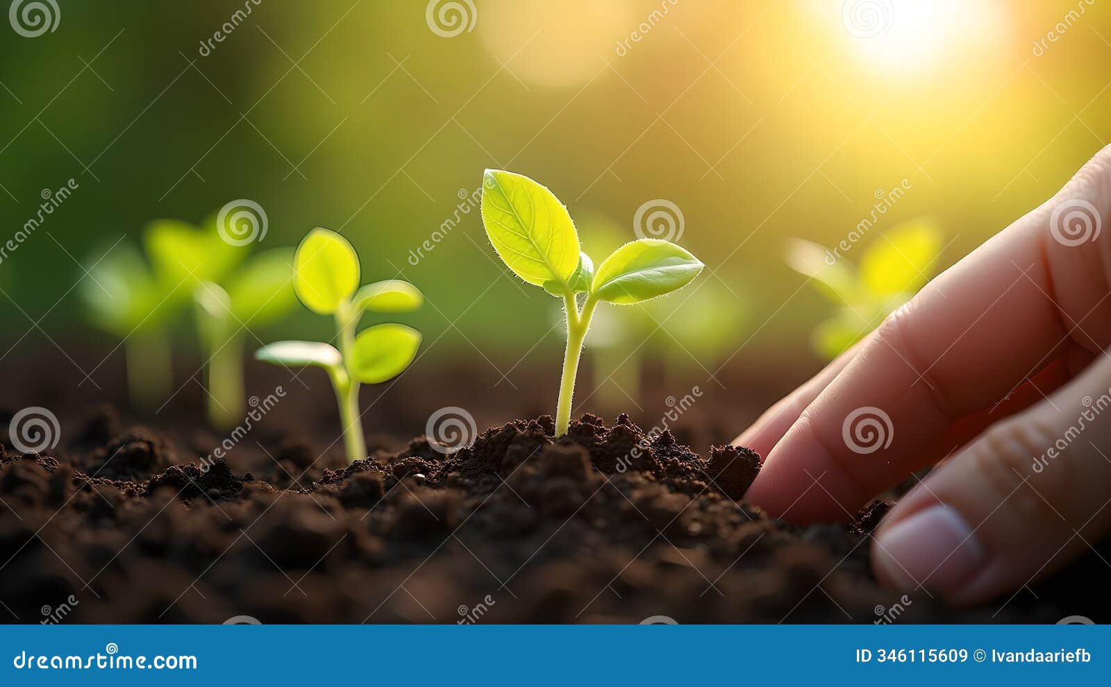 Hand Nurturing Young Plants in Soil. Concept of Growth, Environment ...