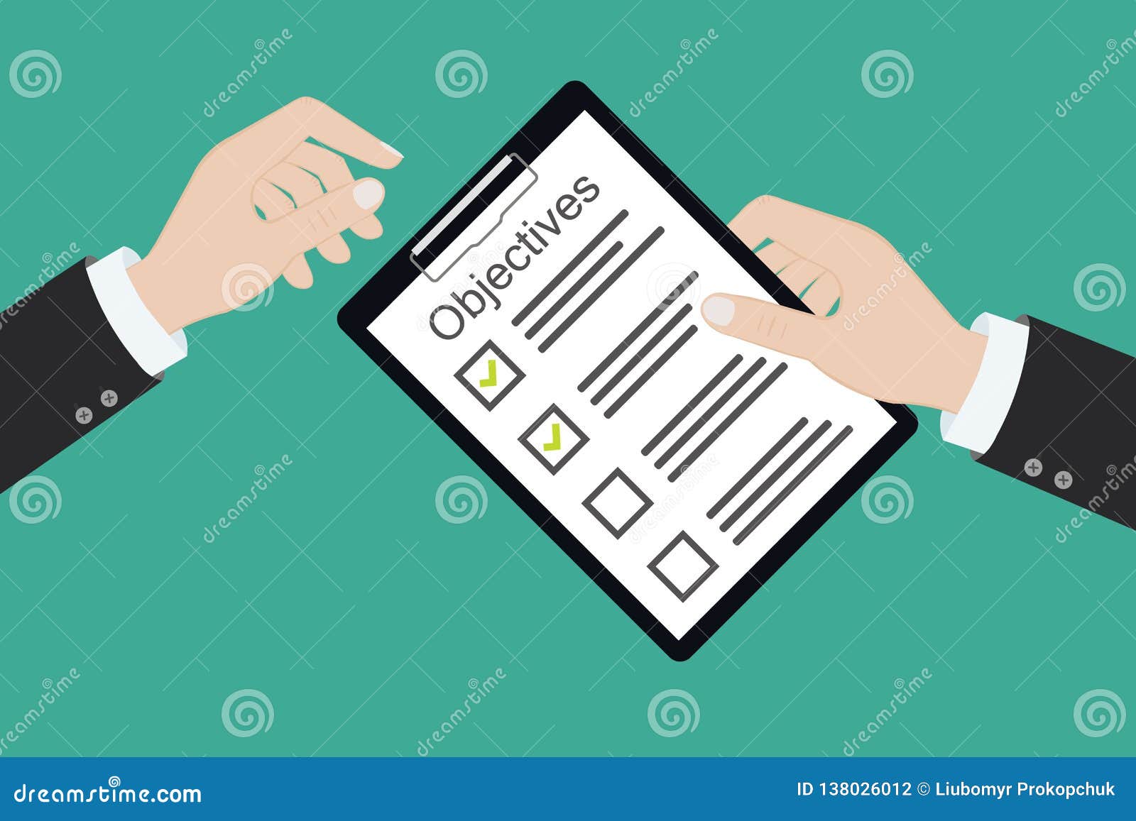 In Hand. Objective Board Goal Check List Stock Illustration ...