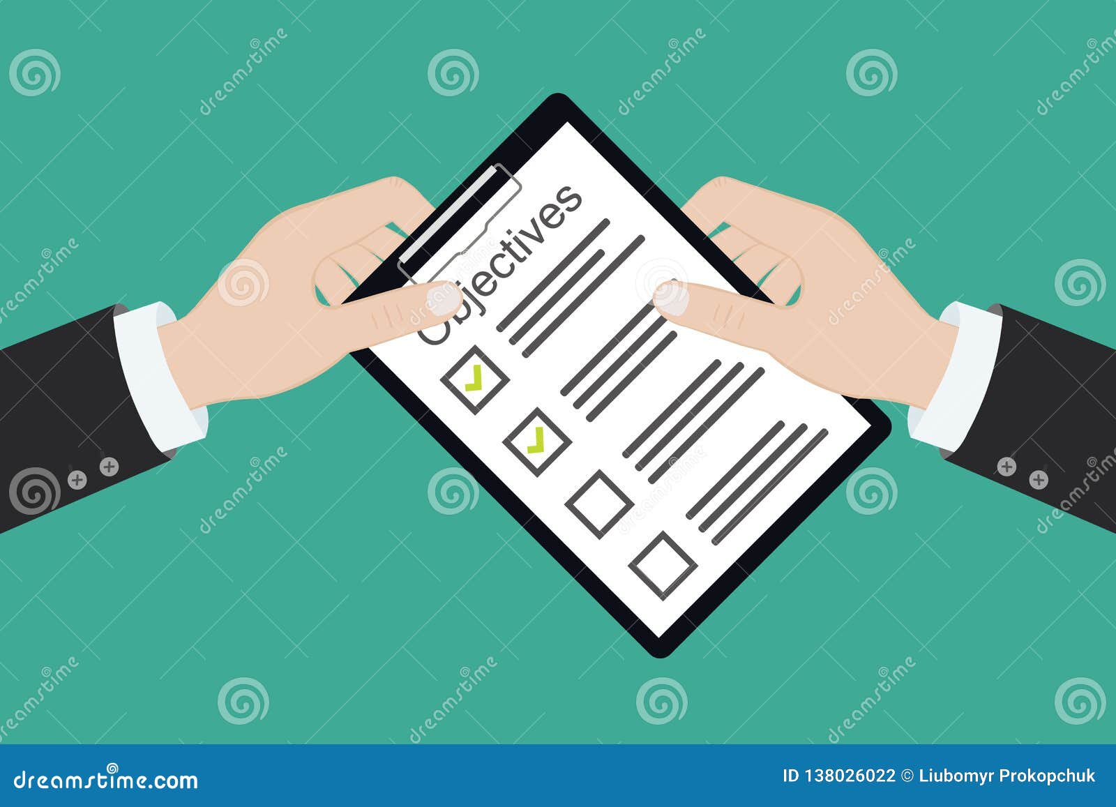 In Hand. Objective Board Goal Check List Stock Illustration ...
