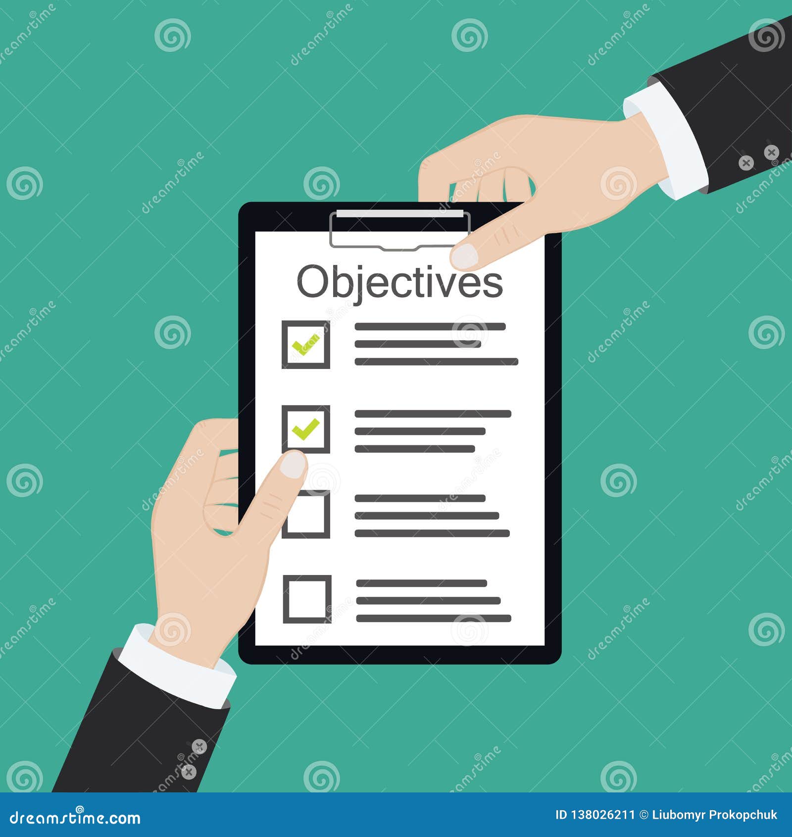In Hand. Objective Board Goal Check List Stock Vector - Illustration of ...