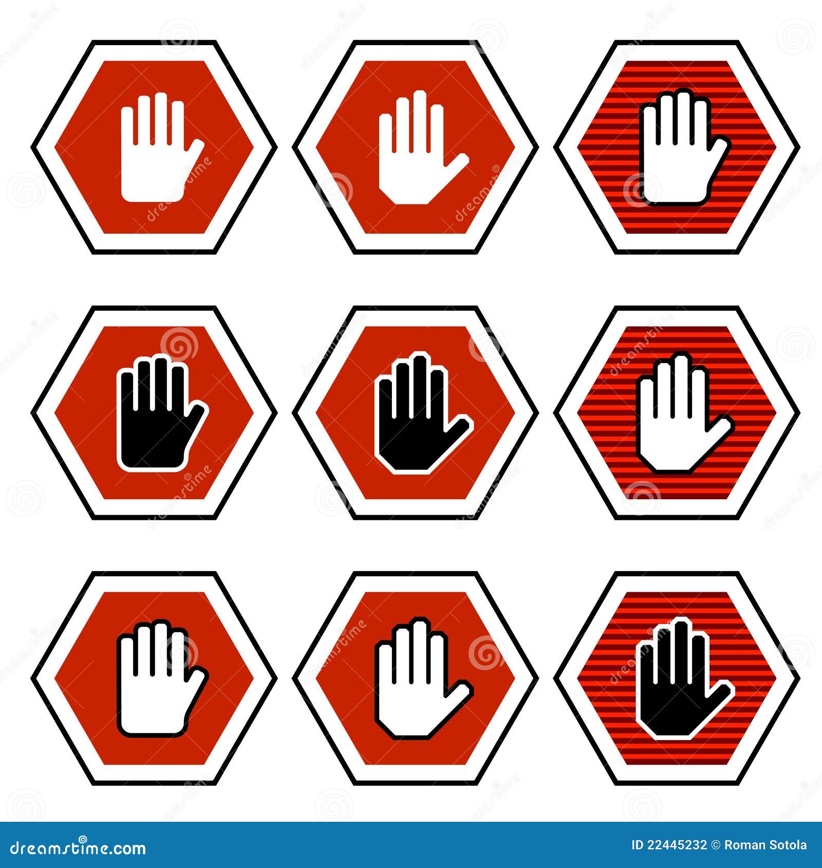 Hand Octagon Stop Symbols Vector Illustration | CartoonDealer.com #22445232