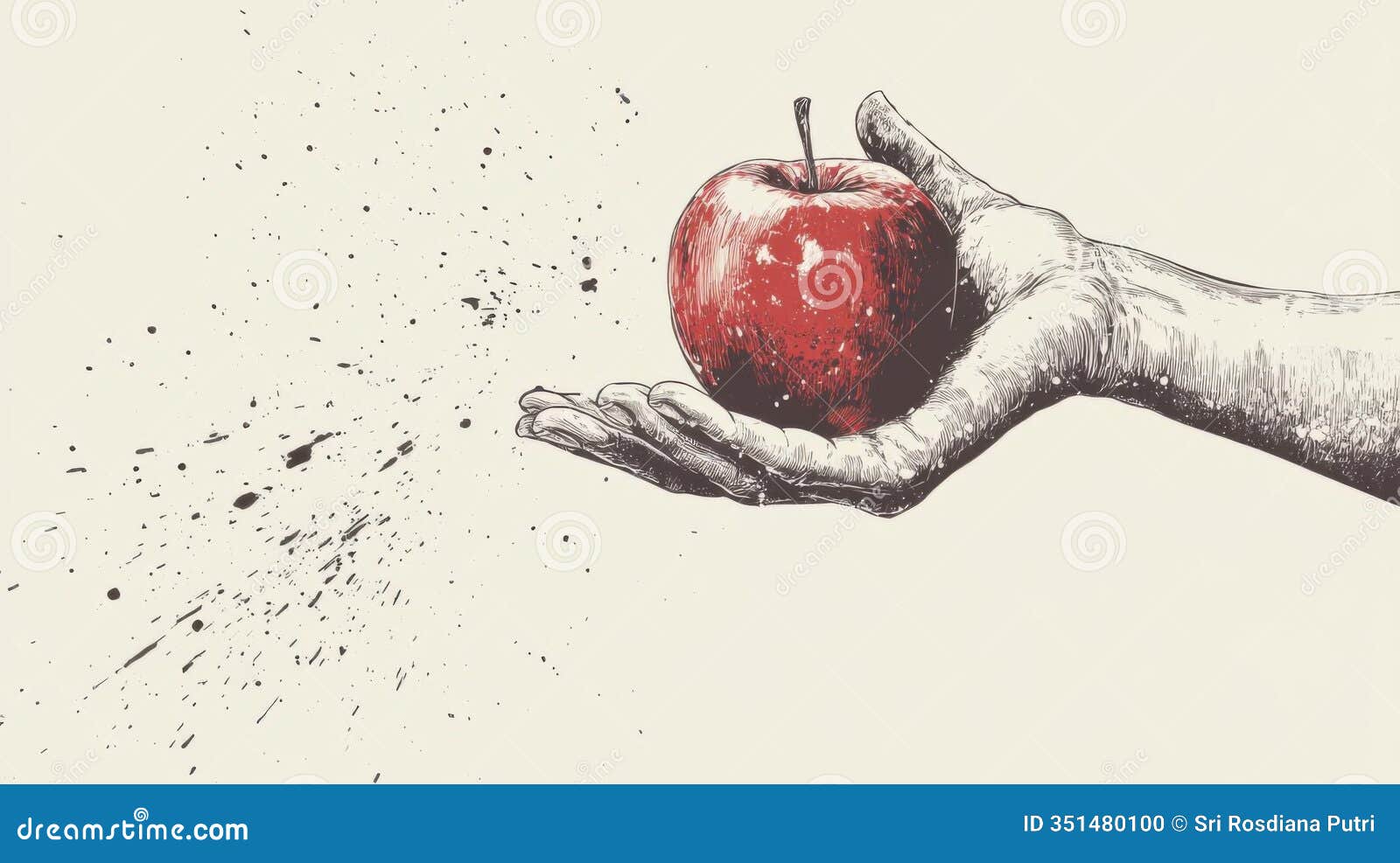 Hand Offering a Red Apple, a Symbolic Illustration Stock Illustration ...