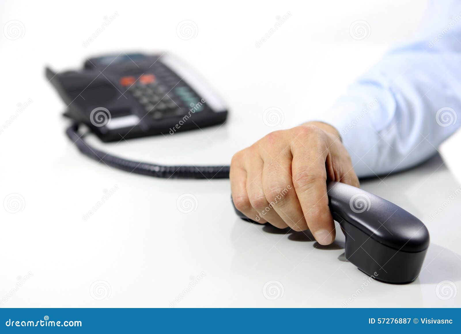 Hand with Office Phone on Desk Stock Image - Image of assistance ...