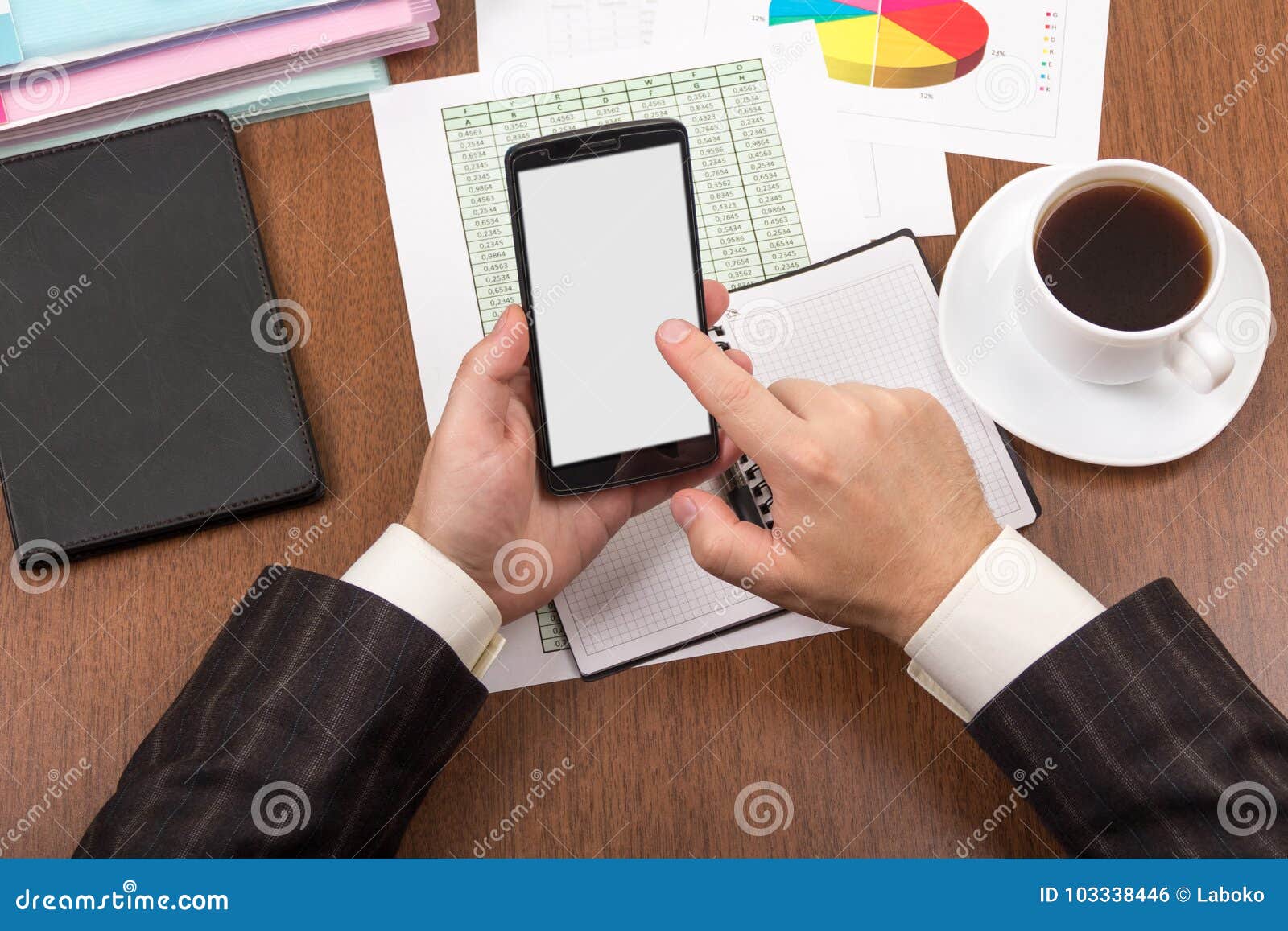 Hand of Office Worker Holding a Smartphone Stock Photo - Image of blank ...