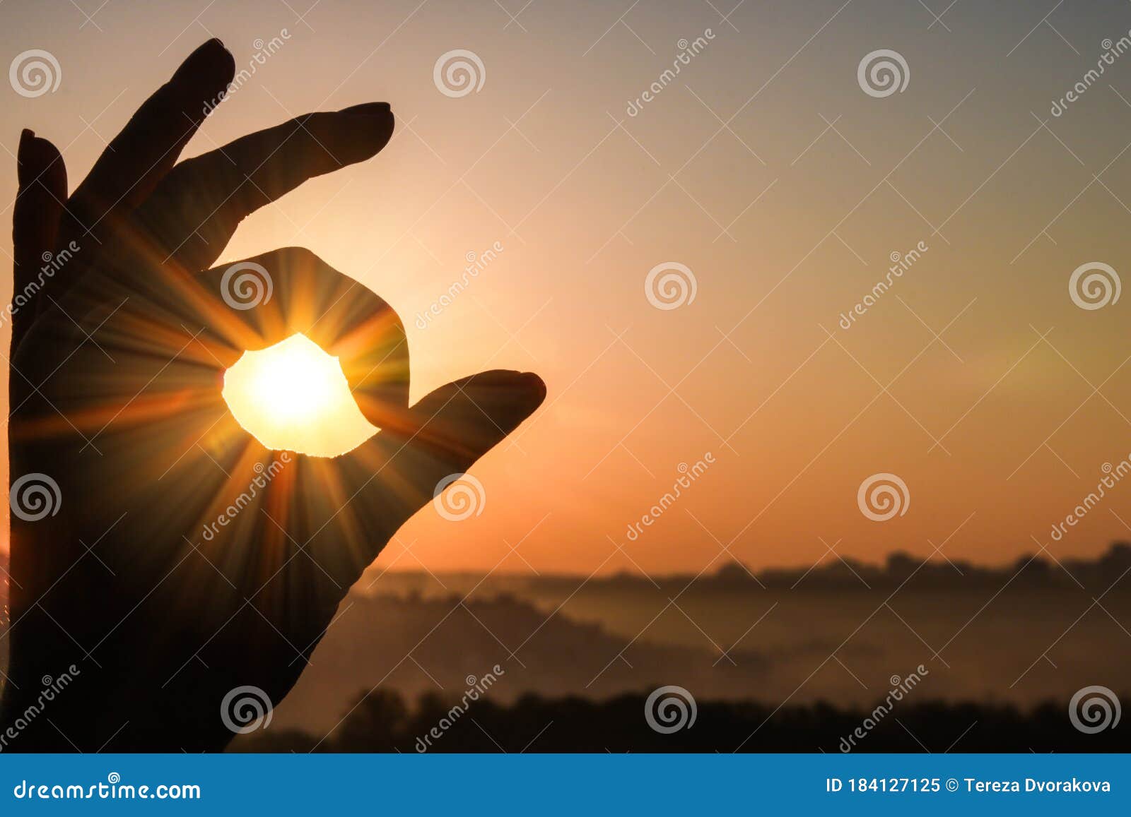 Hand in Ok Shape. Star of Sunrise Stock Image - Image of beautiful ...