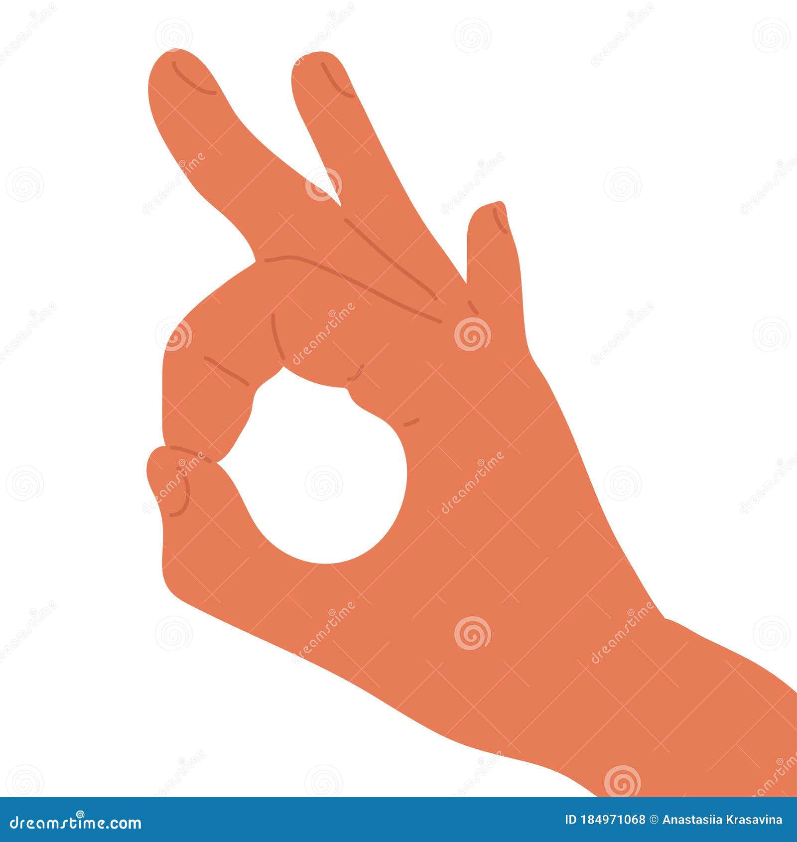 Hand OK Sign. Communication Gestures Concept. Isolated Flat Vector ...