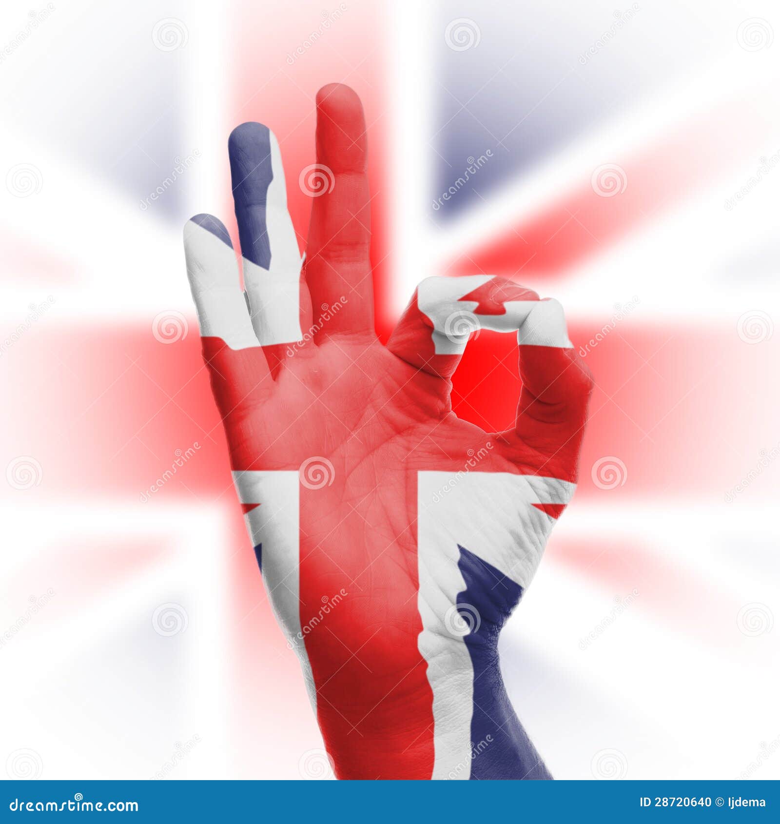Hand OK sign with UK flag stock photo. Image of kingdom - 28720640