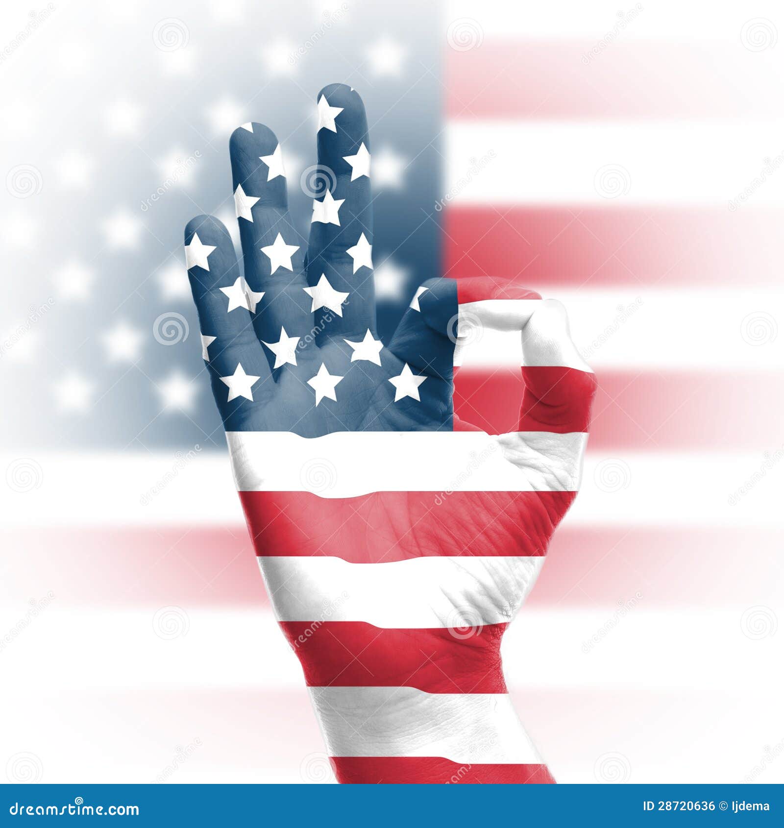 Hand OK sign with USA flag stock photo. Image of nation - 28720636