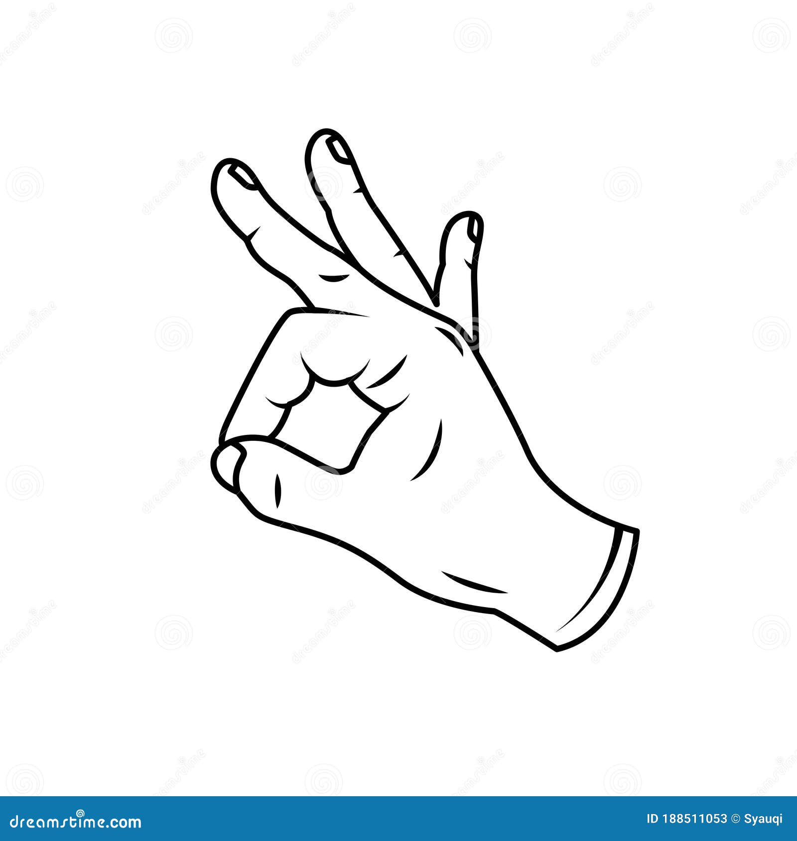 Ok Hand Outline Symbol Vector Illustration Stock Vector - Illustration ...