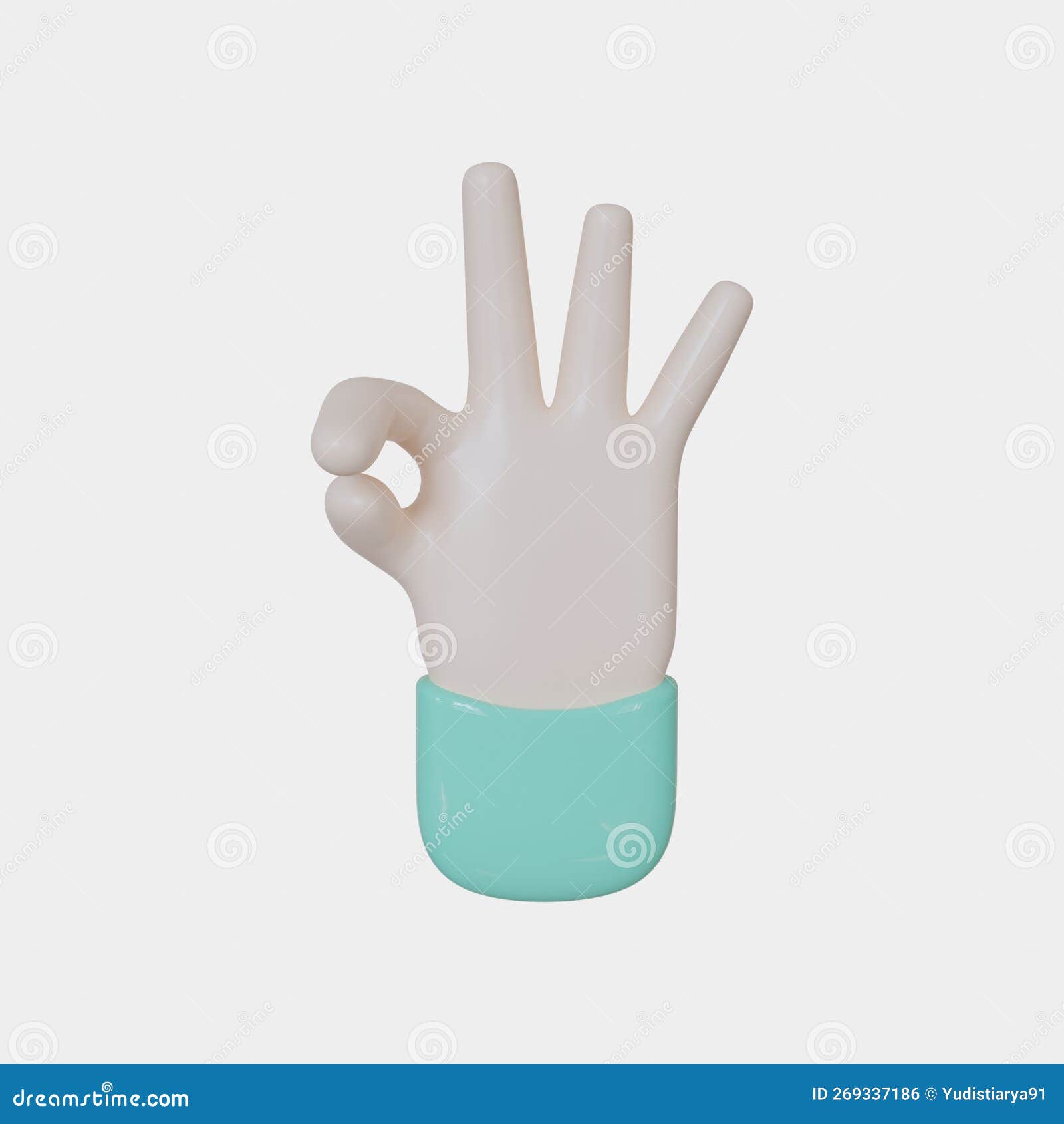 Hand Okay Gesture Isolated on White Background 3d Illustration Stock ...