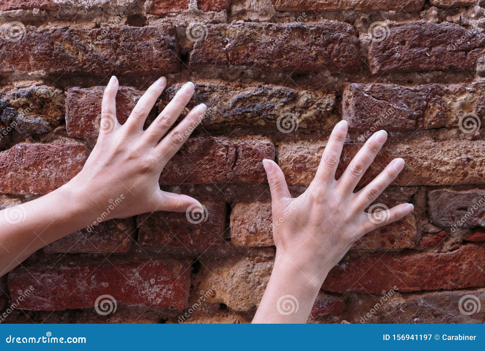 Hand on an old brick stock image. Image of hand, memory - 156941197