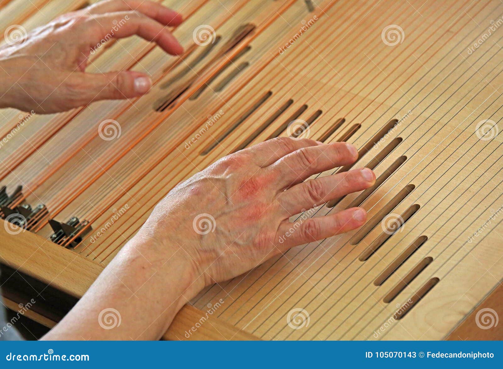 Hands Playing an Old Cithara with Lots of Strings Stock Image - Image ...