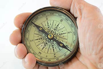 Hand with old compass stock image. Image of magnetic - 22383713