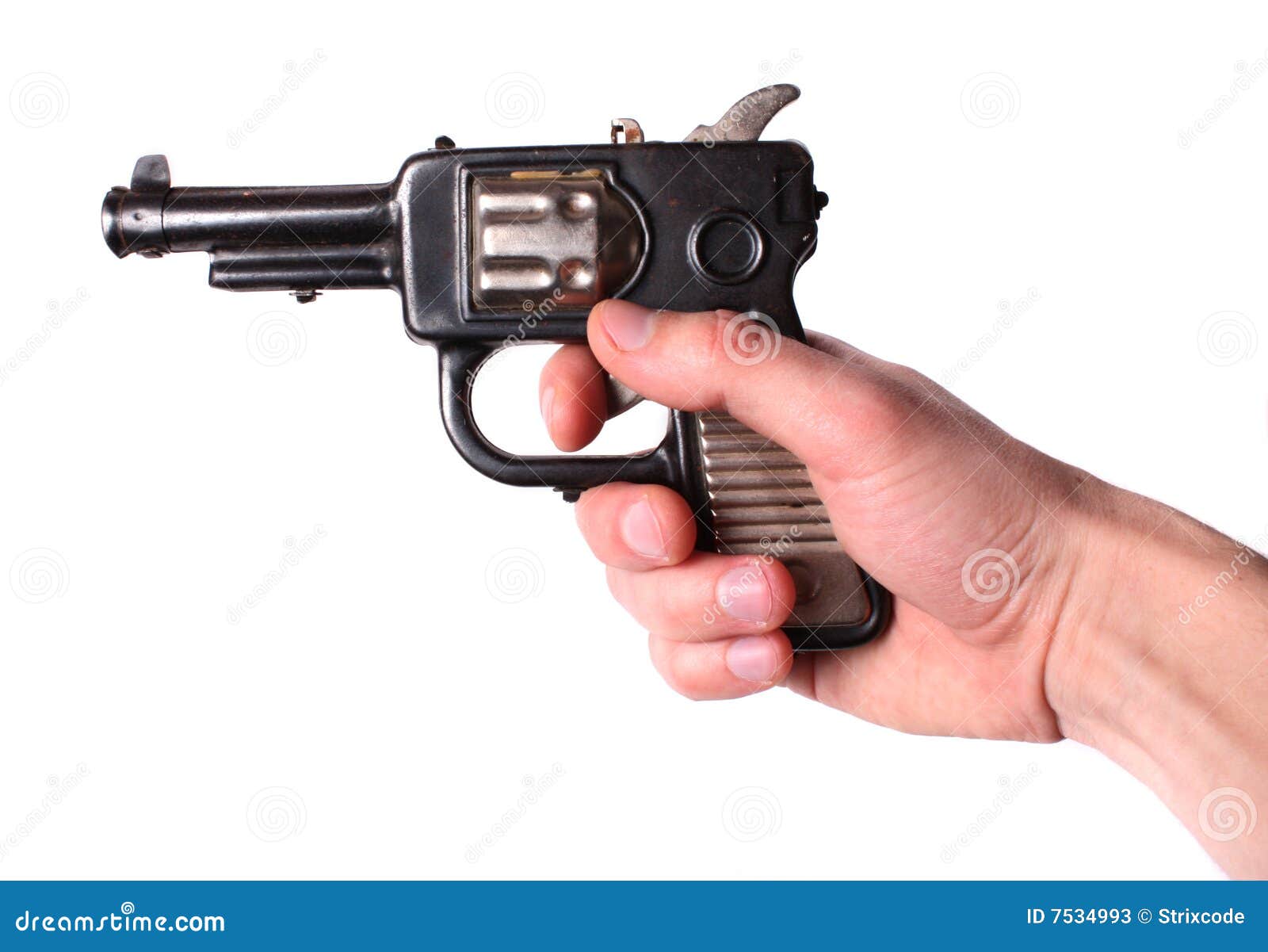Hand with an old toy-gun stock image. Image of human, holding - 7534993