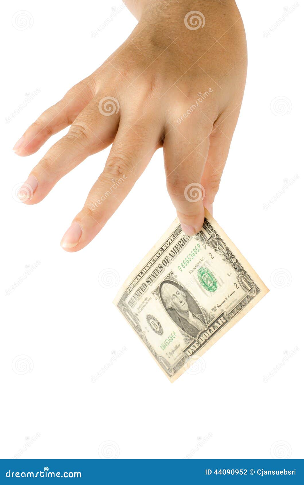 Hand with one dollar stock photo. Image of currency, hands - 44090952