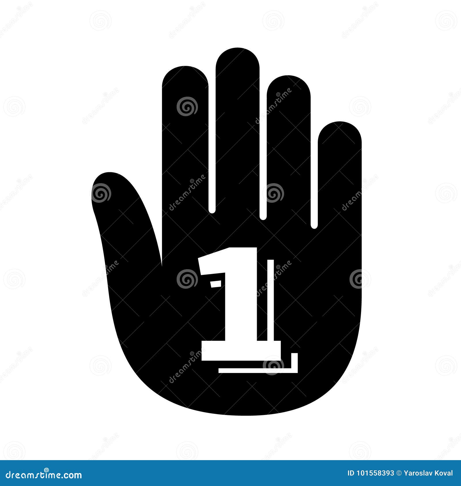 Hand One First Palm Open Logo. Simple Style. Stock Illustration ...