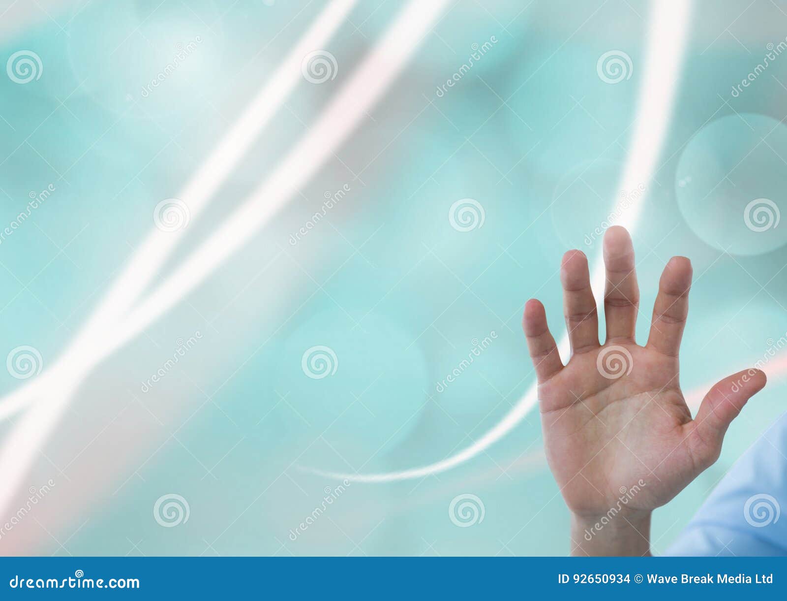 Hand Open with Abstract Curved Background Stock Photo - Image of bright ...