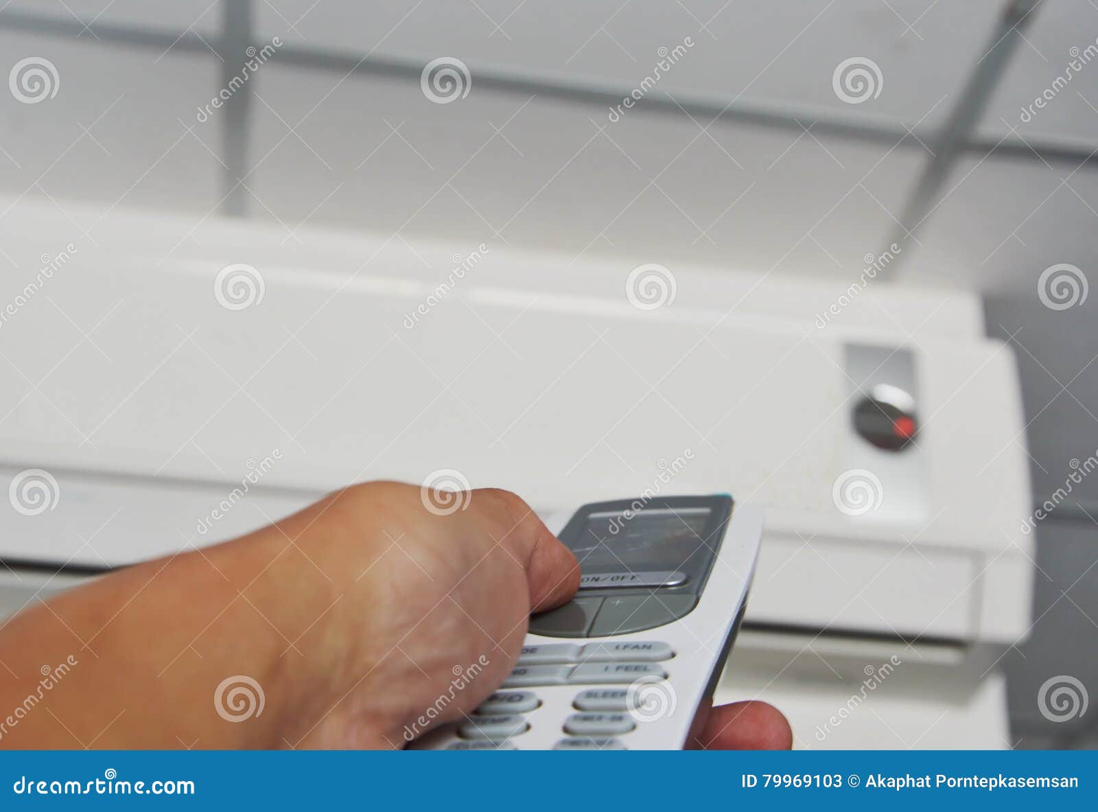 Hand Open Air Conditioner on Wall by Remote Control Stock Image - Image ...
