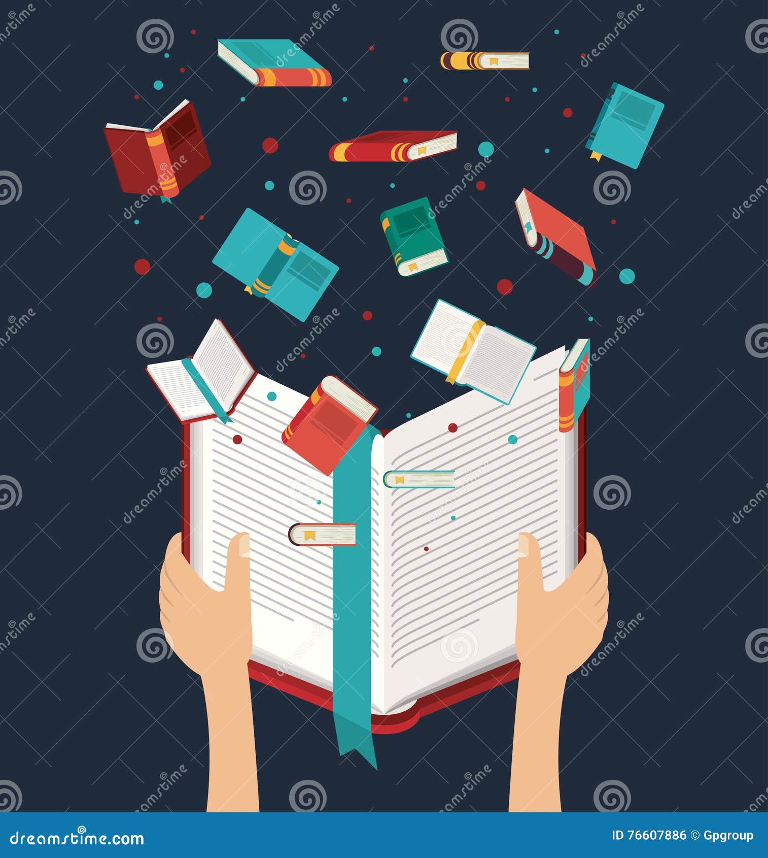 Hand with open book design stock vector. Illustration of encyclopedia ...