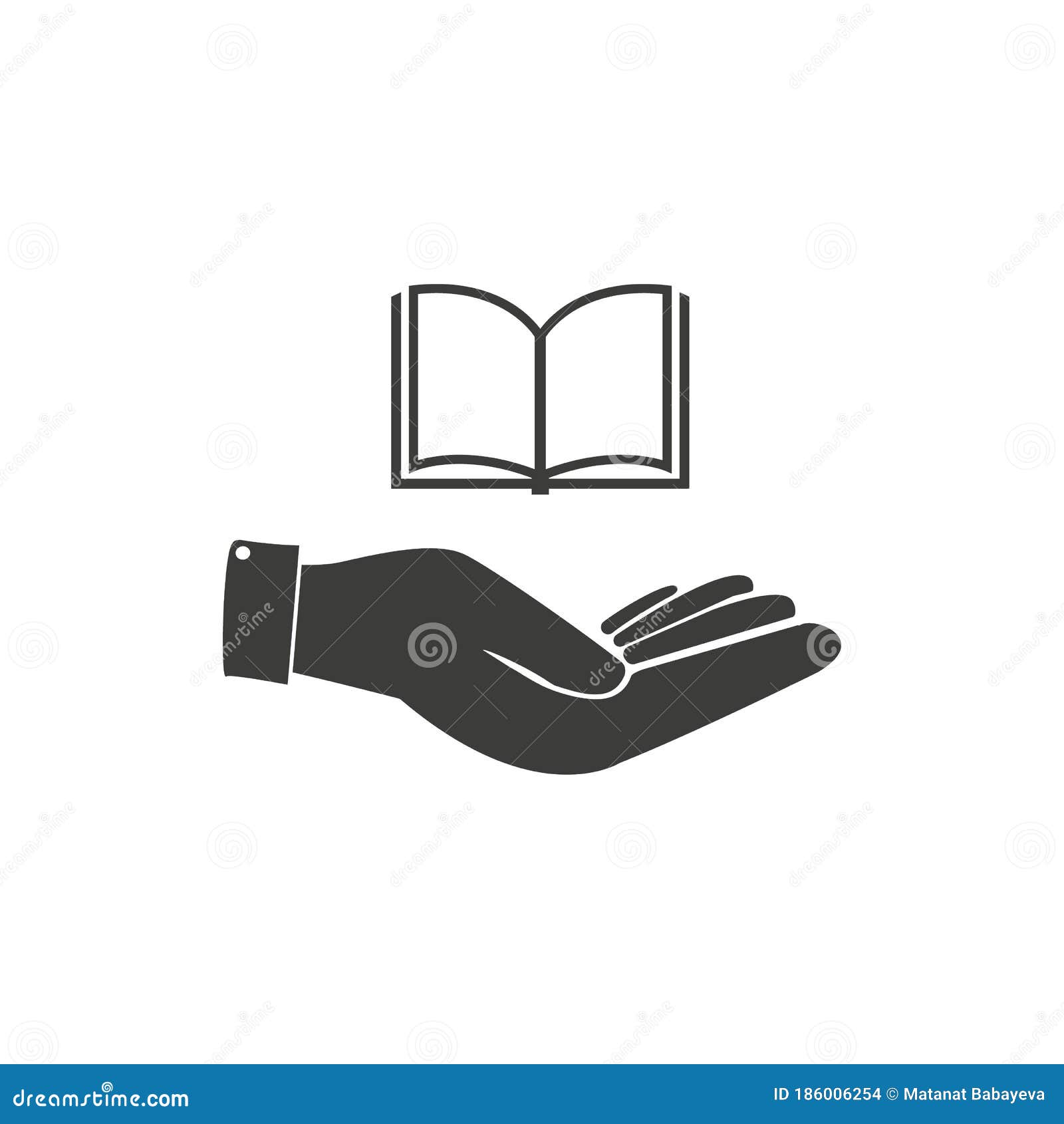 Hand and Open Book Vector Icon. Filled Flat Sign for Mobile Concept and ...