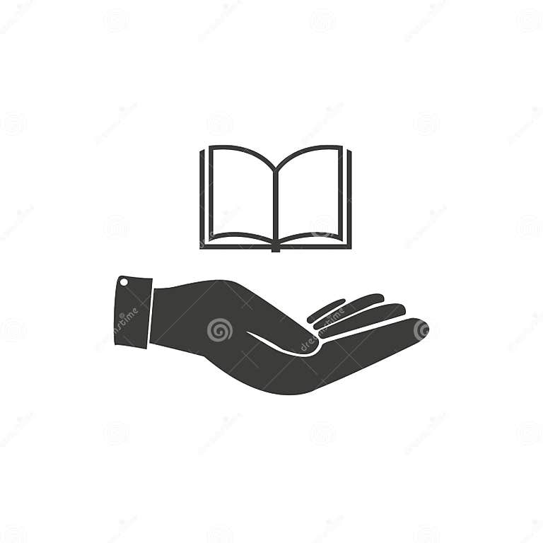 Hand and Open Book Vector Icon. Filled Flat Sign for Mobile Concept and ...