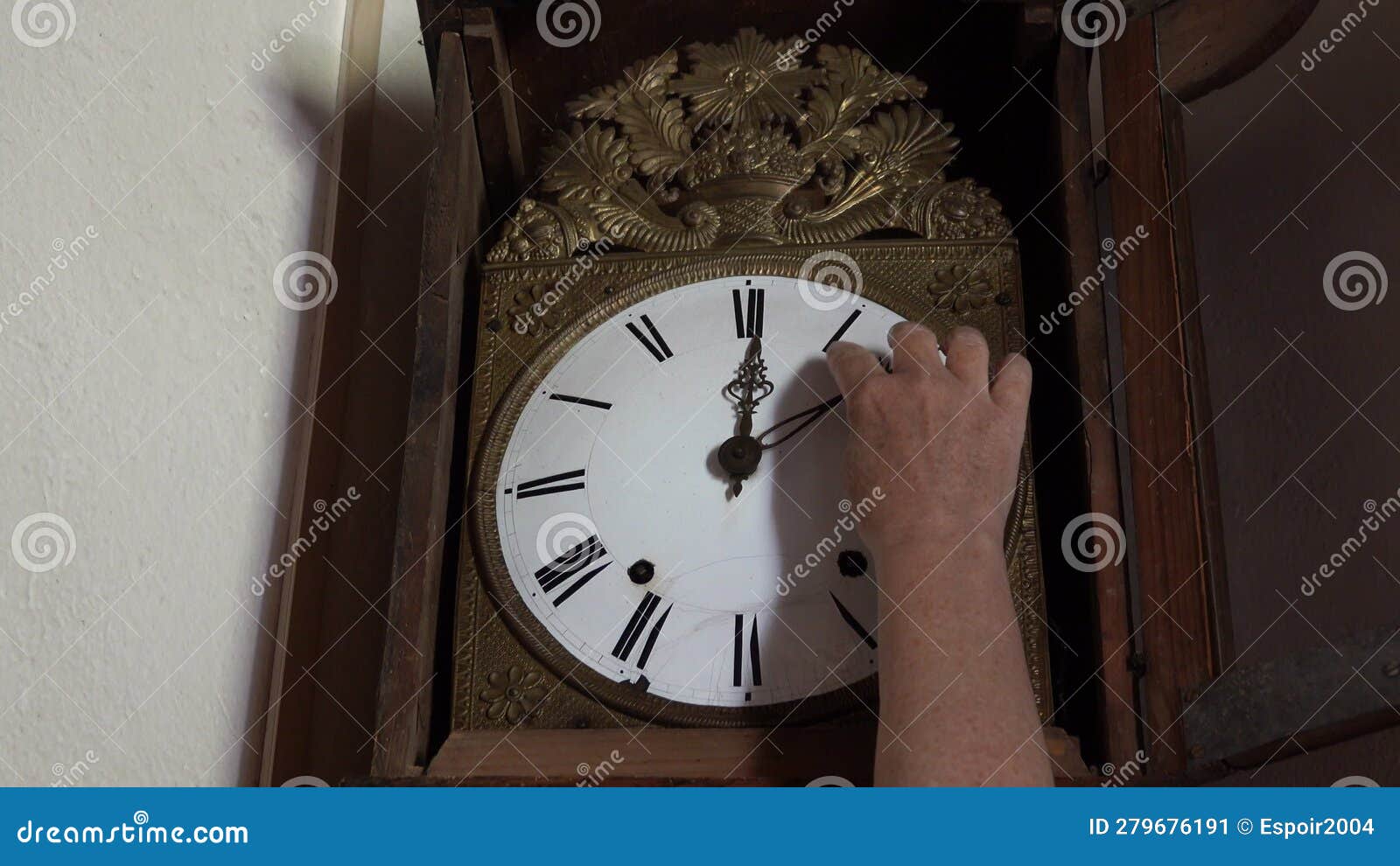 Hand Open and Moves the Hands of an Old Clock. Stock Video - Video of ...