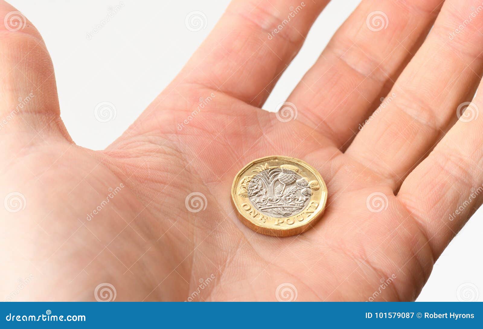A Hand Open Offering a Pound Coin Editorial Photography - Image of coin ...