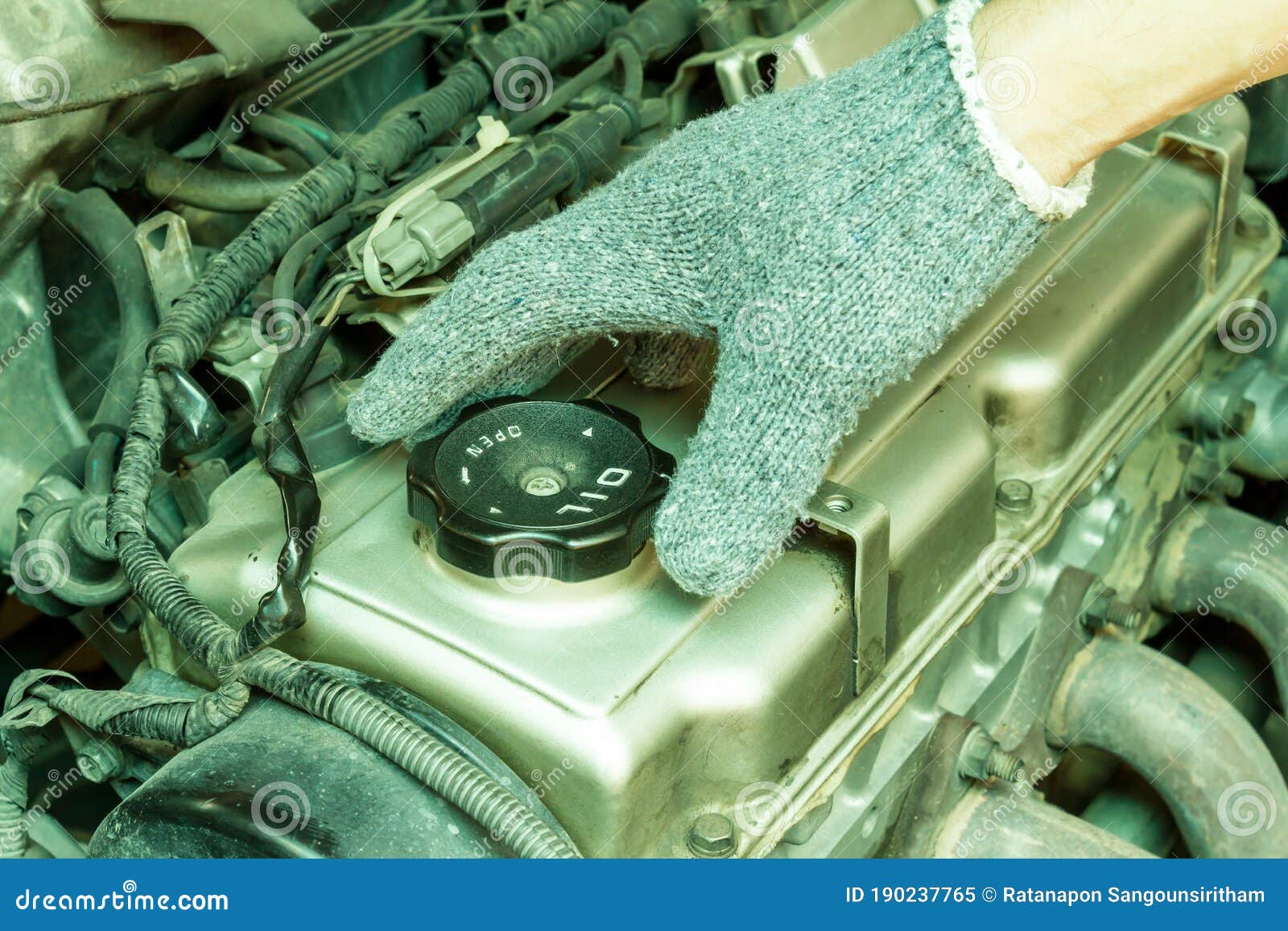 Hand Open Oil Cap on the Car Engine. Stock Image - Image of diesel ...