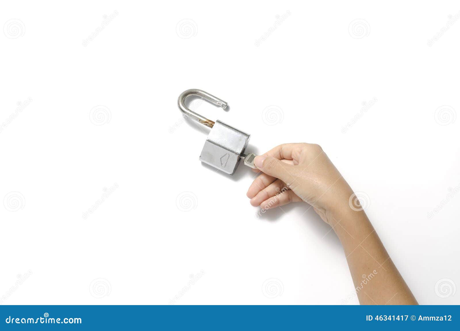 Hand open padlock with key stock image. Image of padlock - 46341417