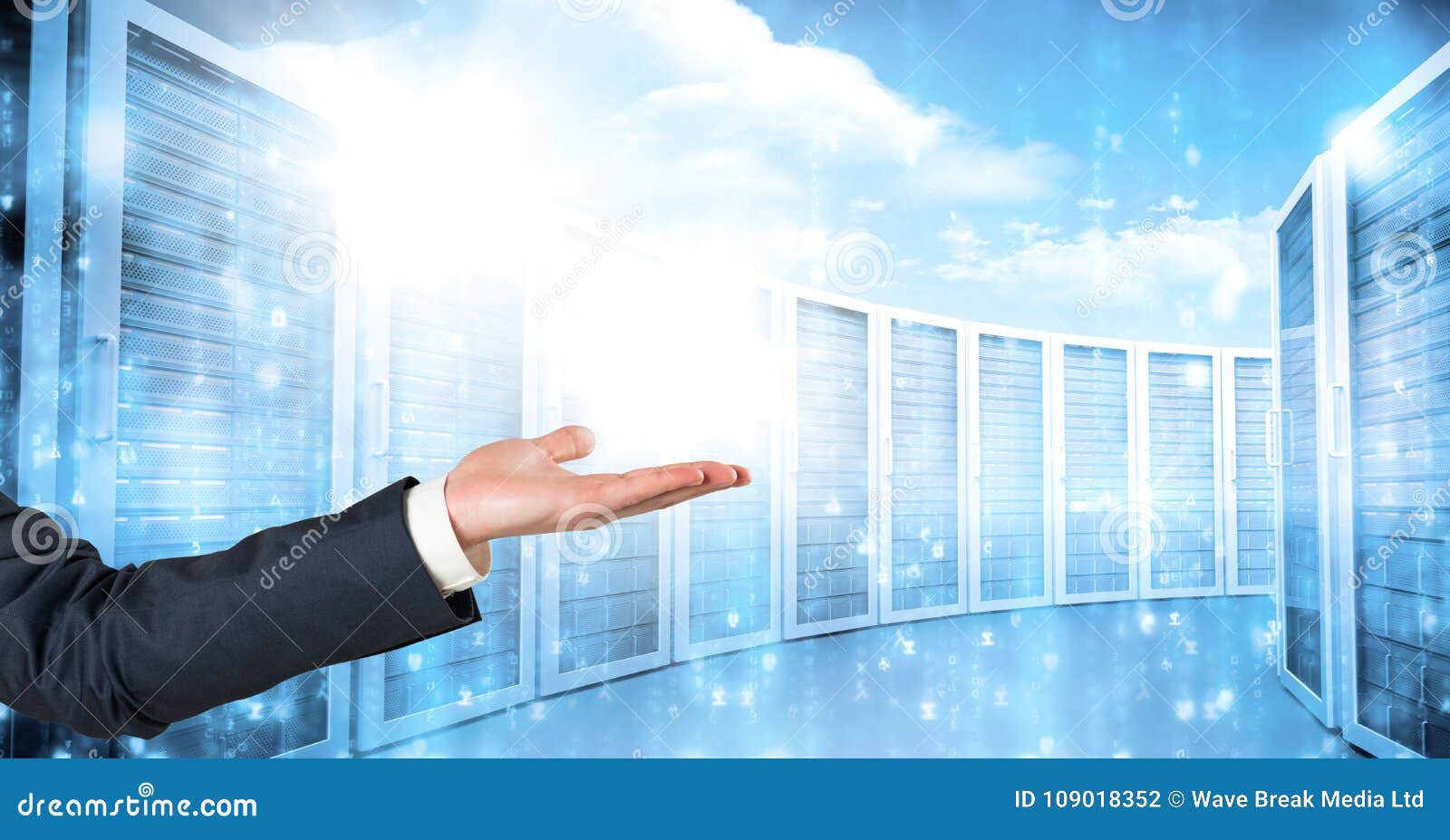 Hand Open Presenting Servers Stock Photo - Image of light, room: 109018352