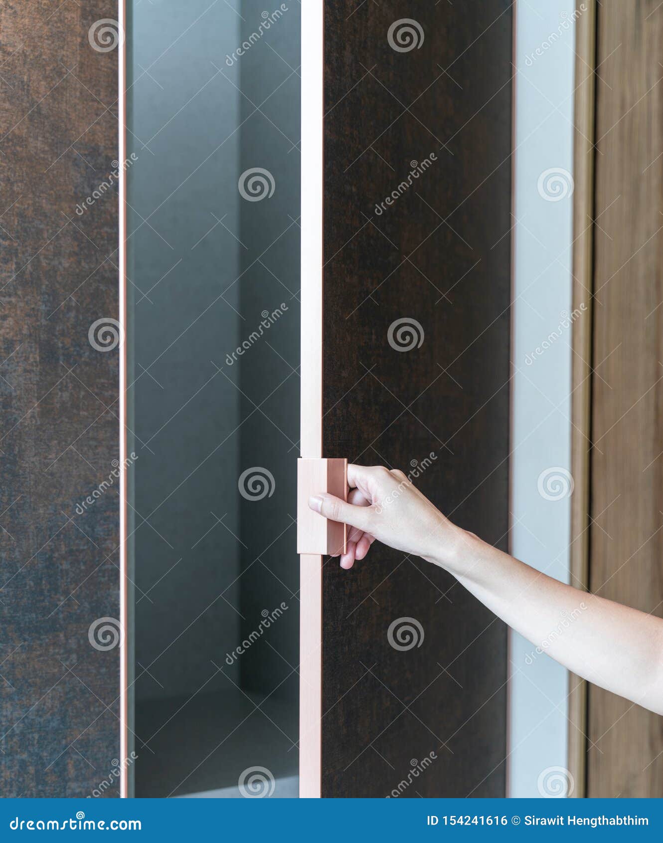 Hand Open wardrobe stock photo. Image of drawer, concept - 154241616