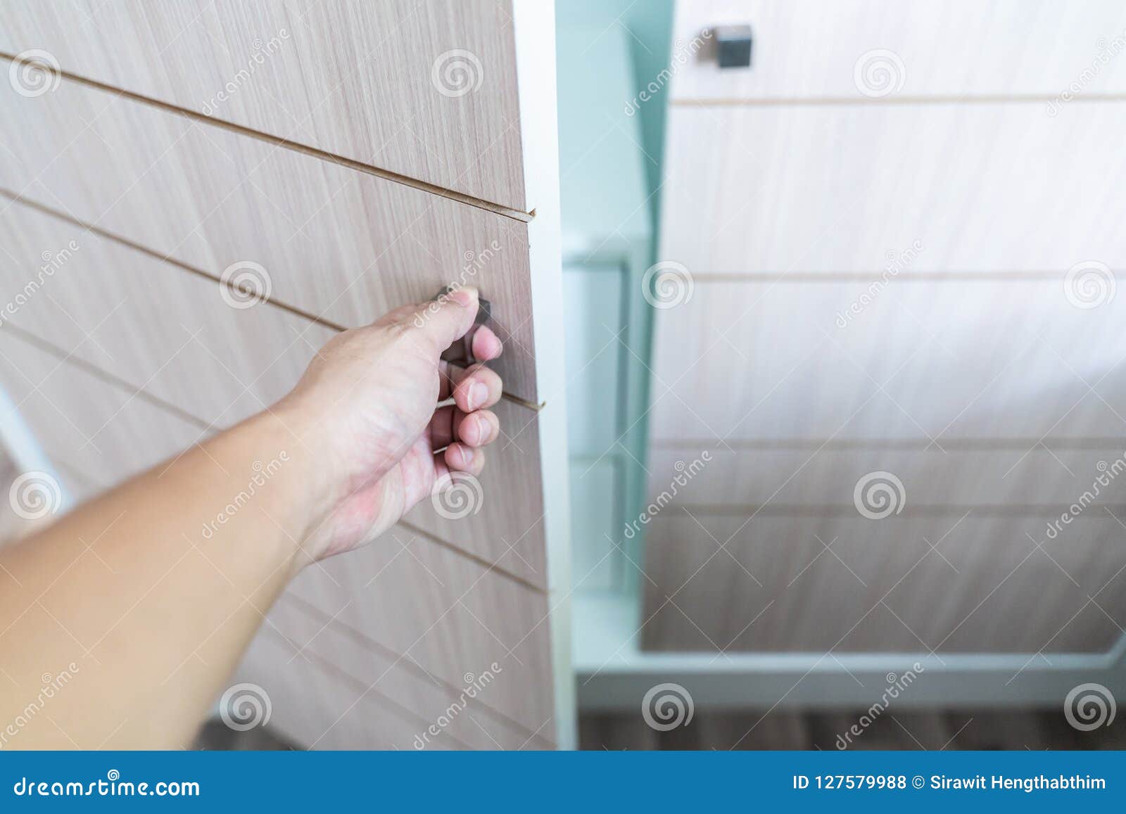 Hand Open wardrobe stock photo. Image of house, pantry - 127579988