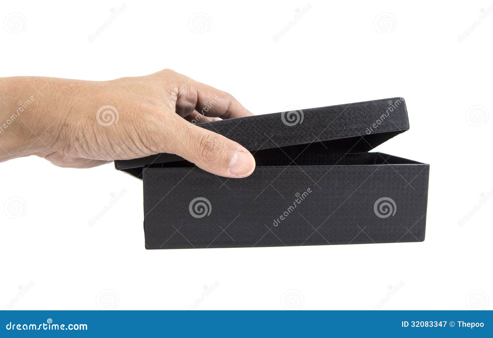 Hand Opening the Box Black Paper. Stock Image - Image of single, object ...