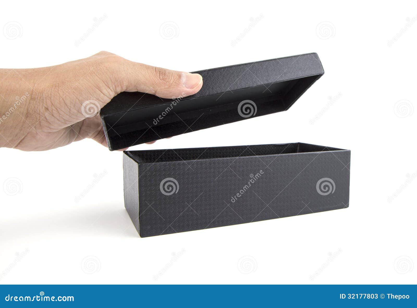 Hand Opening the Box Black Paper. Stock Image - Image of open, package ...