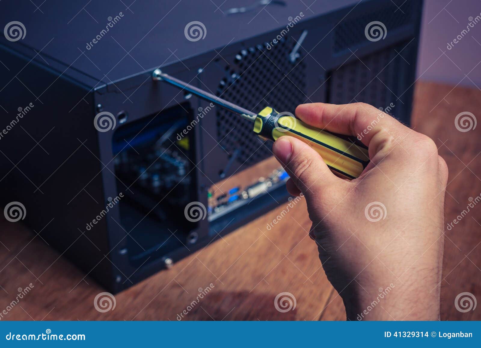 Hand Opening Computer with Screwdriver Stock Photo - Image of ...