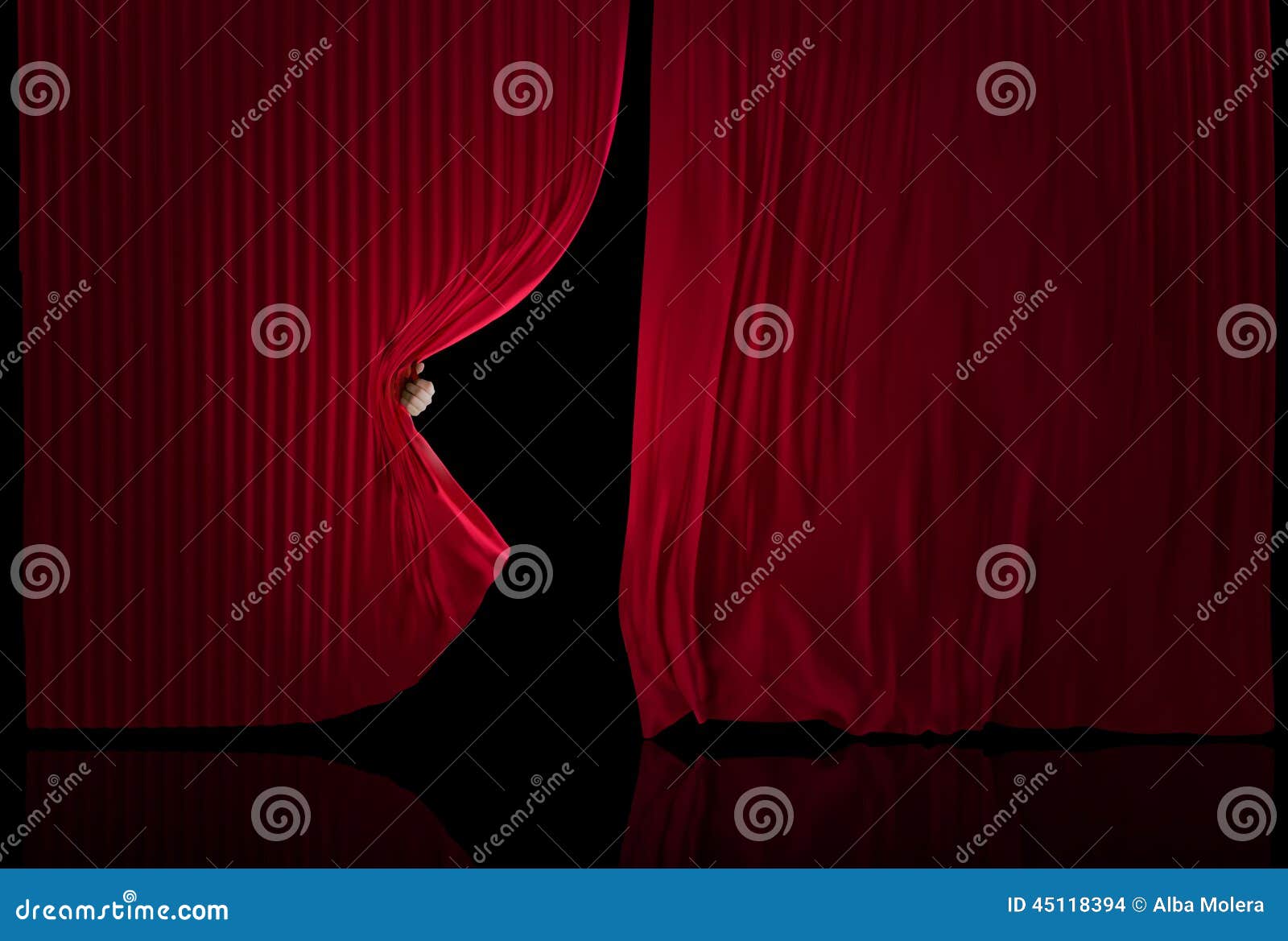 Hand opening a courtain stock illustration. Illustration of actor ...