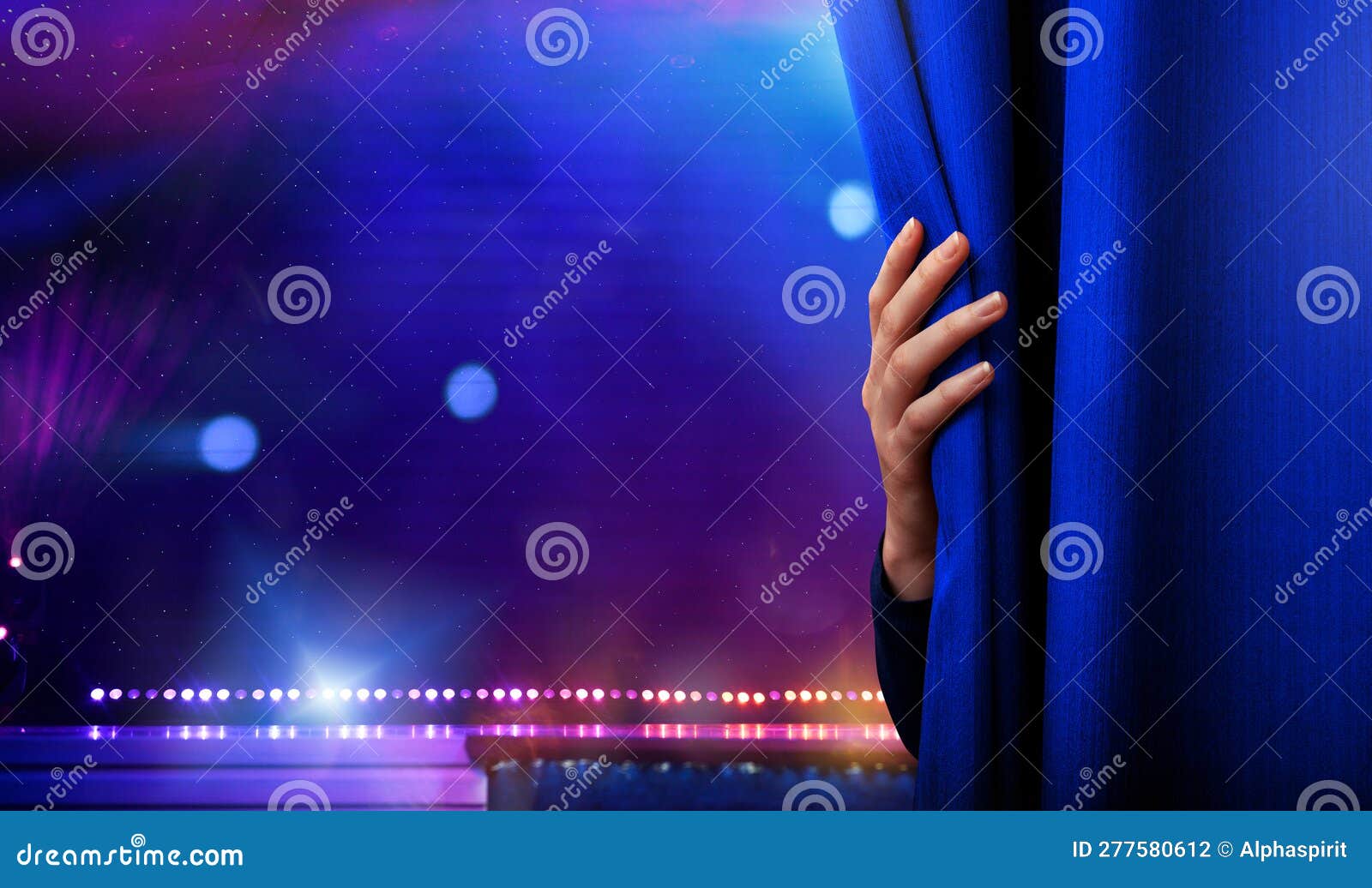 Hand are Opening the Curtain of a Stage. the Show is about To Begin ...