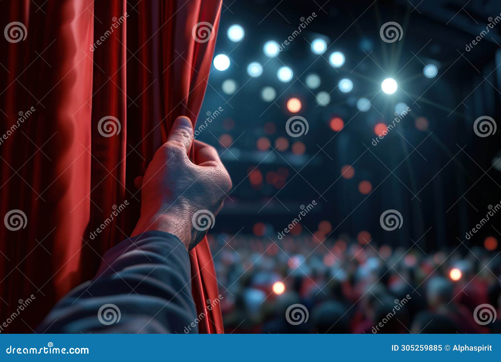 Hand are Opening the Curtain of a Stage. the Show is about To Begin ...