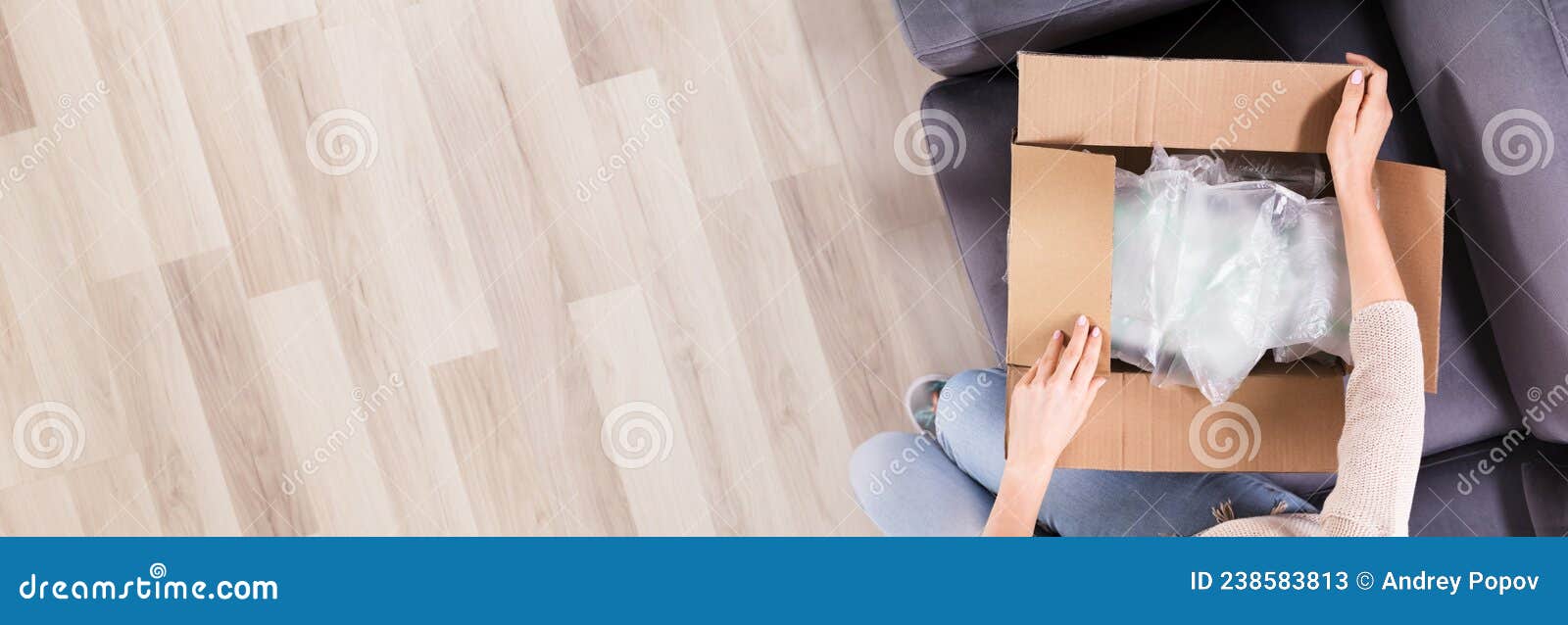 Hand Opening Delivery Box or Package Stock Image - Image of shop, view ...
