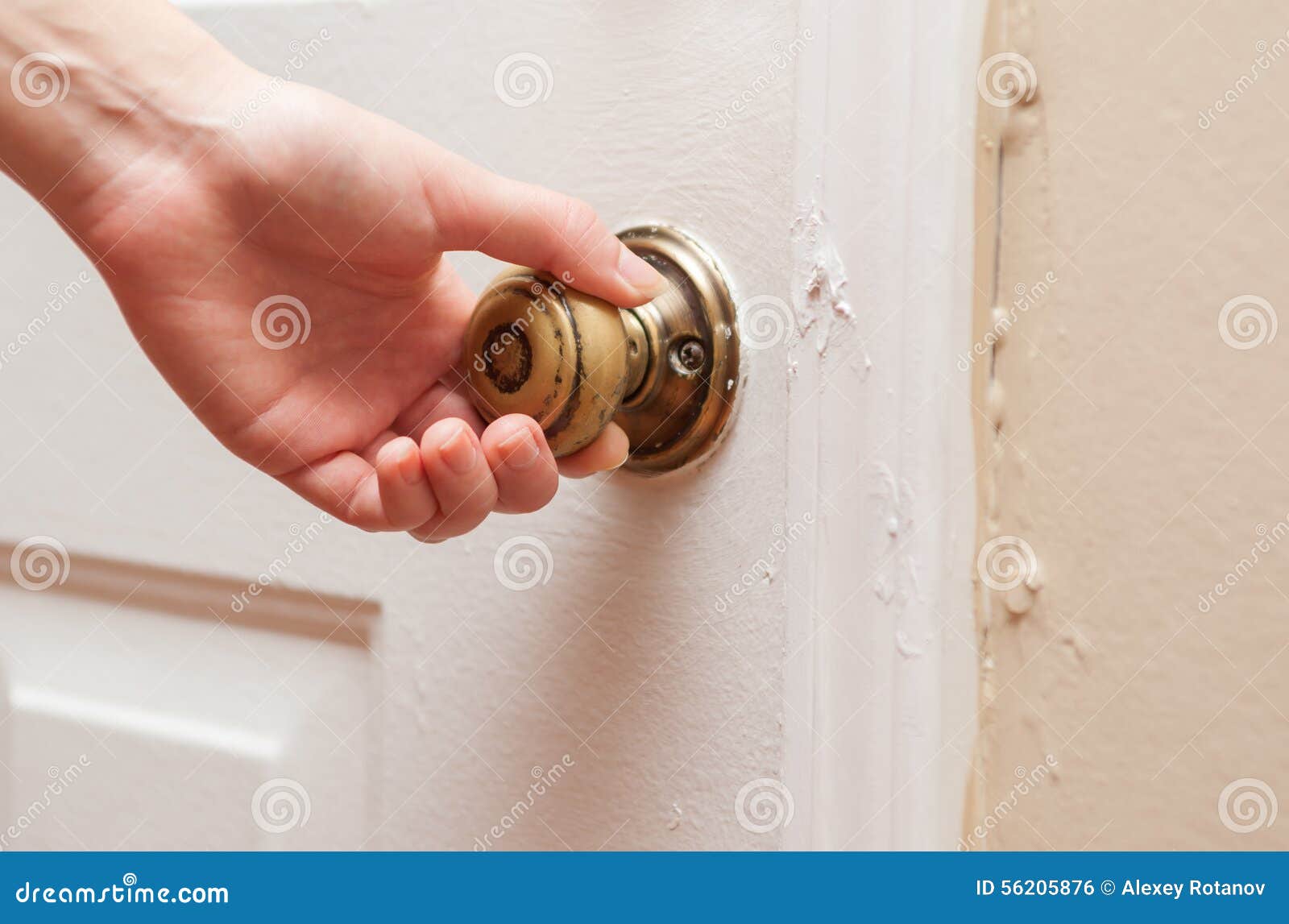 Hand opening the door stock photo. Image of entrance - 56205876