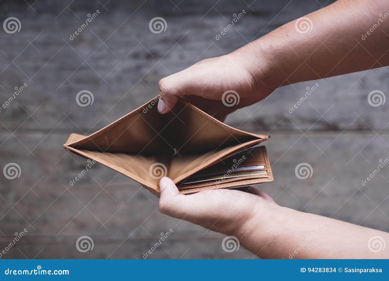 Hand opening empty wallet stock photo. Image of problem - 94283834