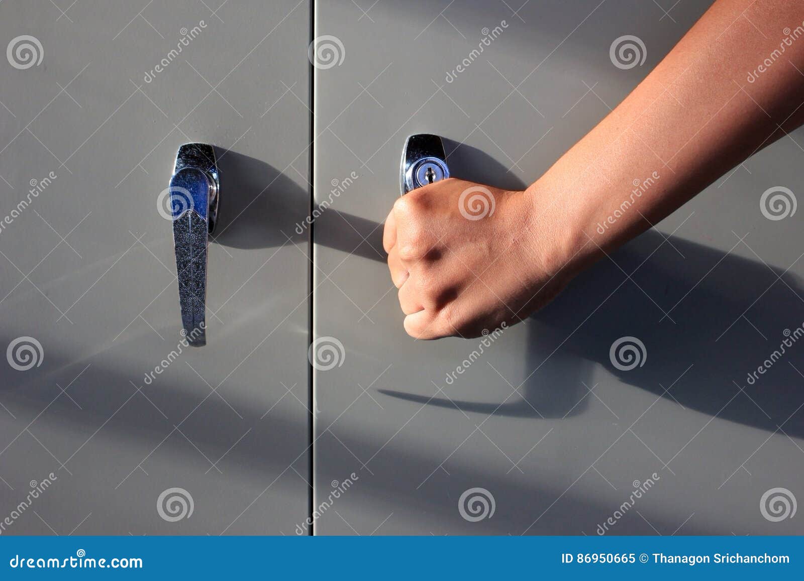The Hand is Opening the File Cabinet. Stock Image - Image of work ...