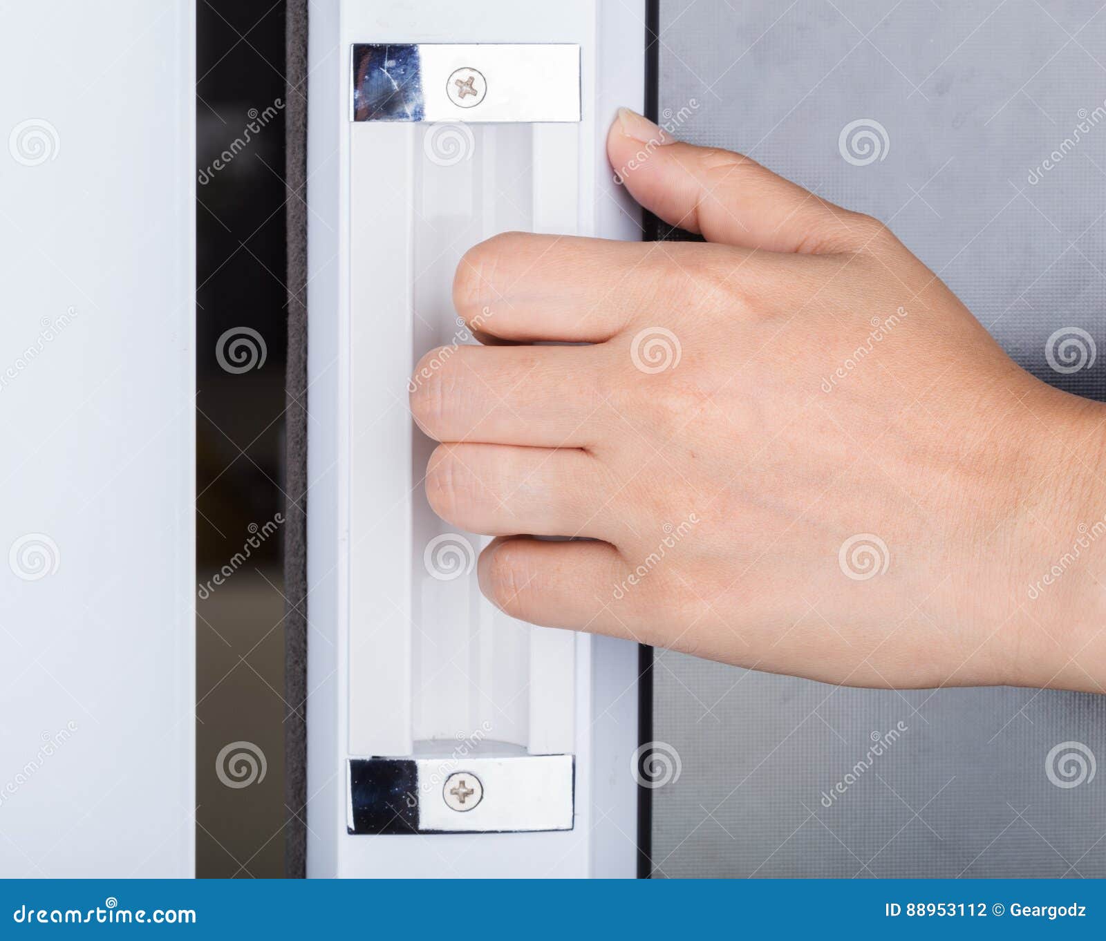 Hand Opening the Glass Door Stock Photo - Image of opening, windows ...