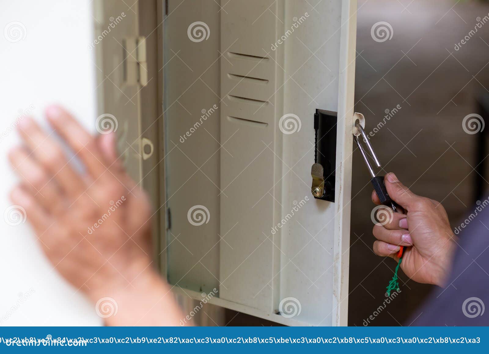 The Hand is Opening the Locker Stock Image - Image of deposit, hand ...